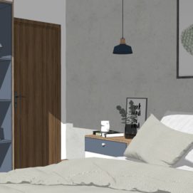 Small Modern SketchUp Bedroom Model, Scene - Free SketchUp Models