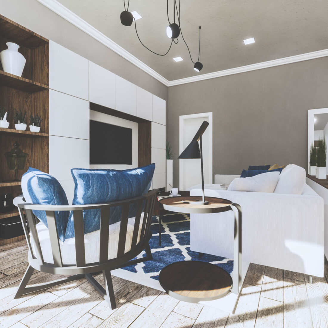 Contemporary Family Room Revit Scene Model - Revit Scenes