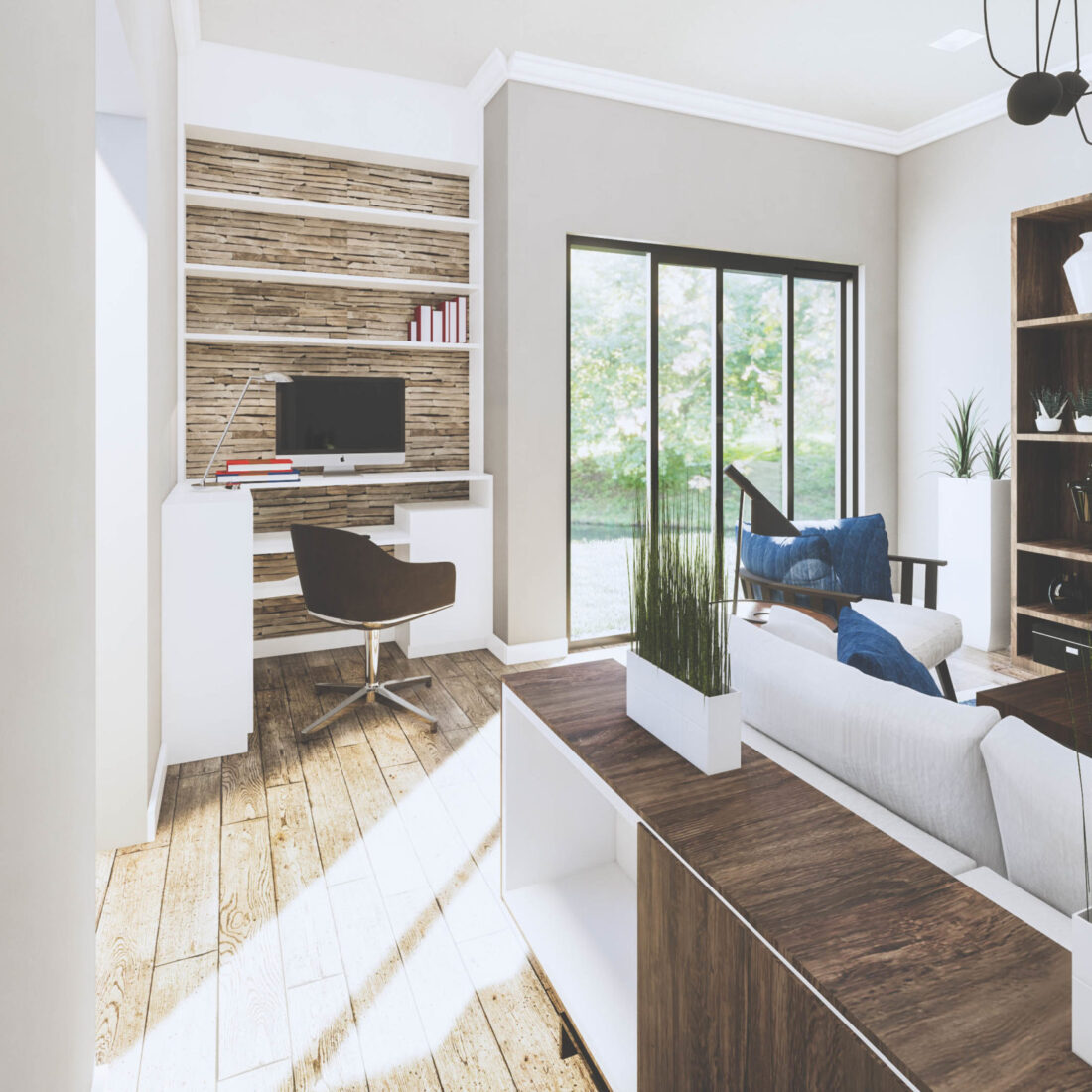 Contemporary Family Room Revit Scene Model - Revit Scenes