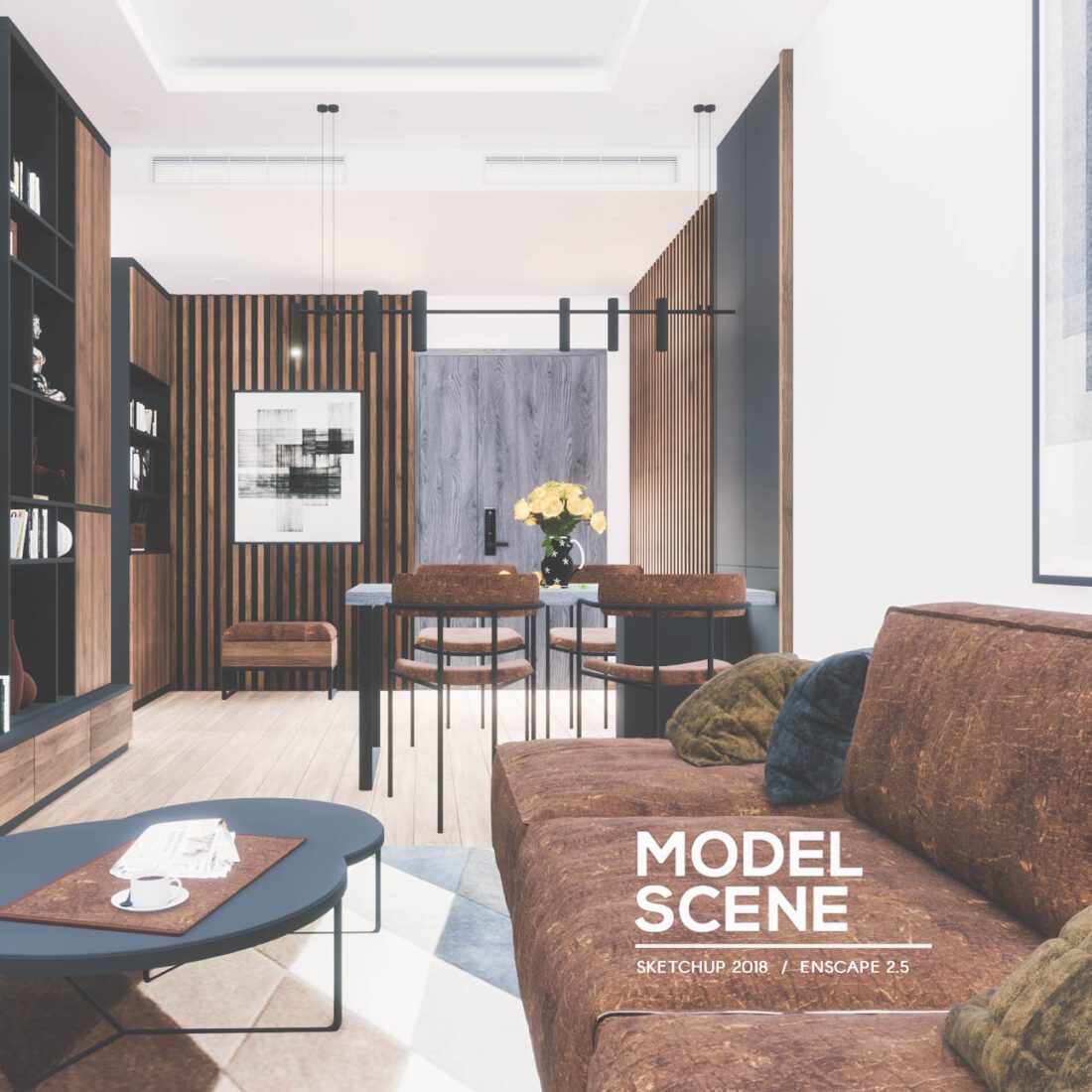 Simple Minimalist Apartment Sketchup Model Scene - Free SketchUp Models