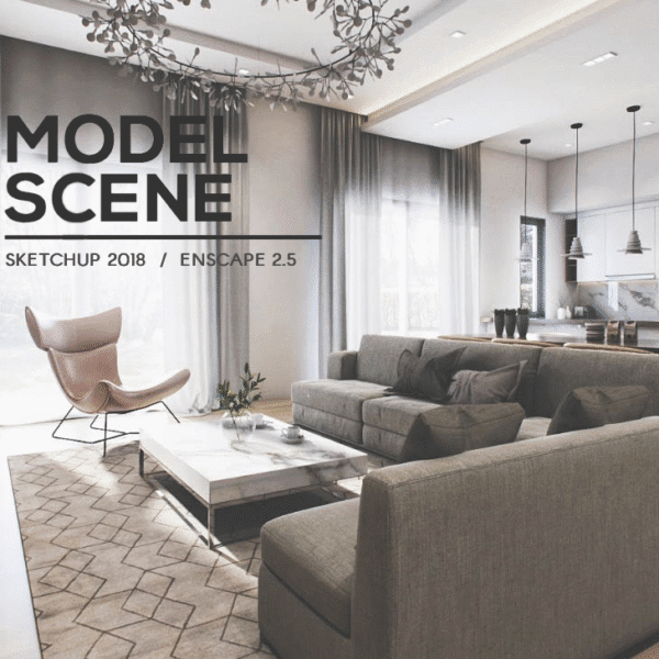 Simple Minimalist Apartment Sketchup Model Scene - Free SketchUp Models